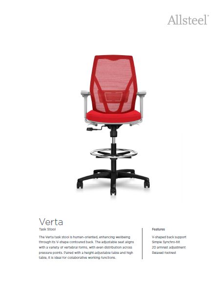Verta Task Stool Sell Sheet | Lamex Office Furniture | Official Website ...