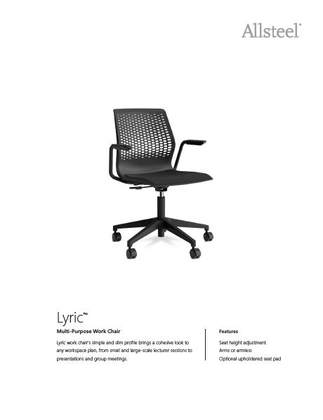 Lyric Multi Purpose Work Chair Sell Sheet | Lamex Office Furniture ...