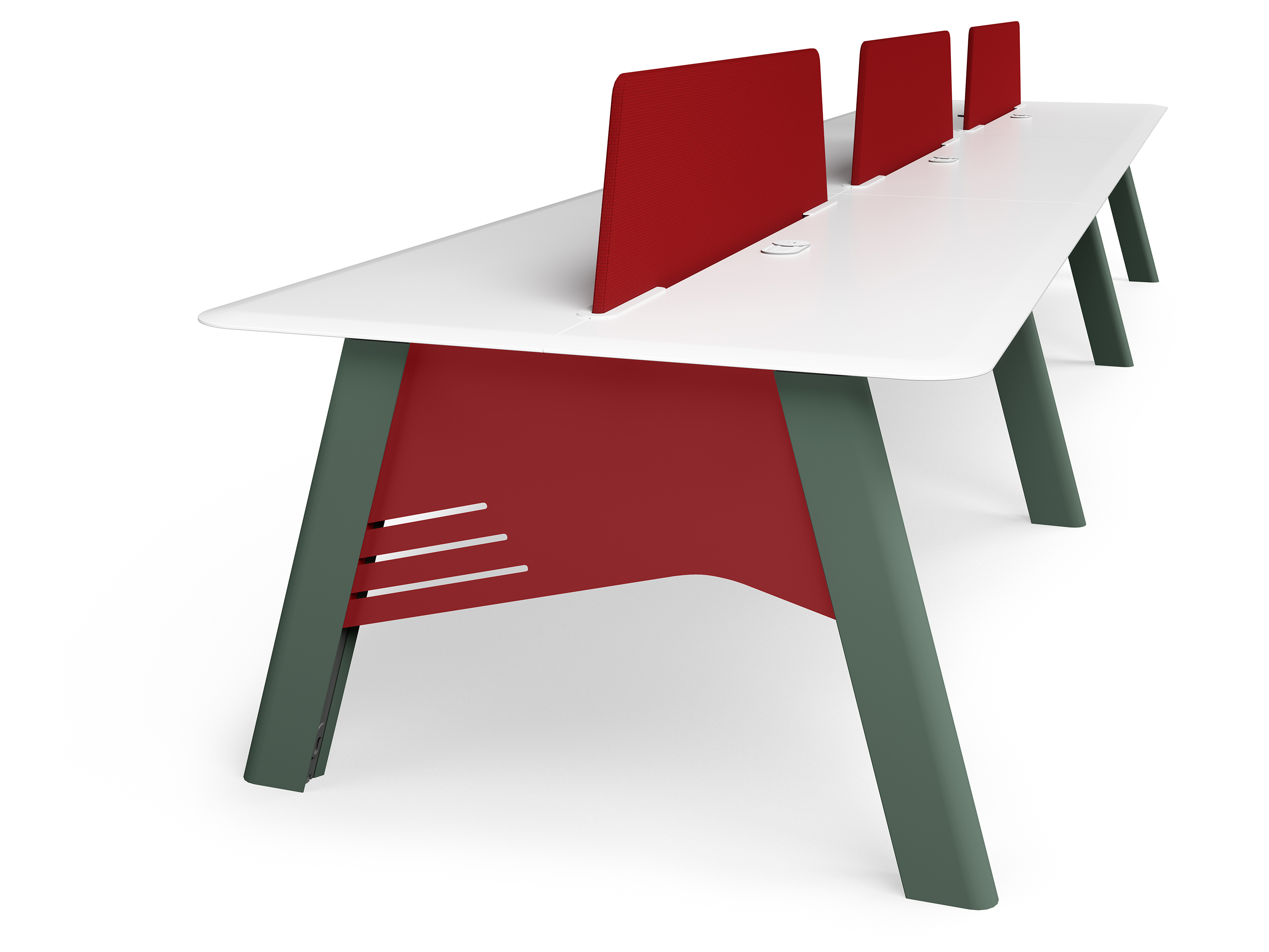 4 - Born Double Bench Dual Chamfered Edge Worktop with A-Shape Leg and ...