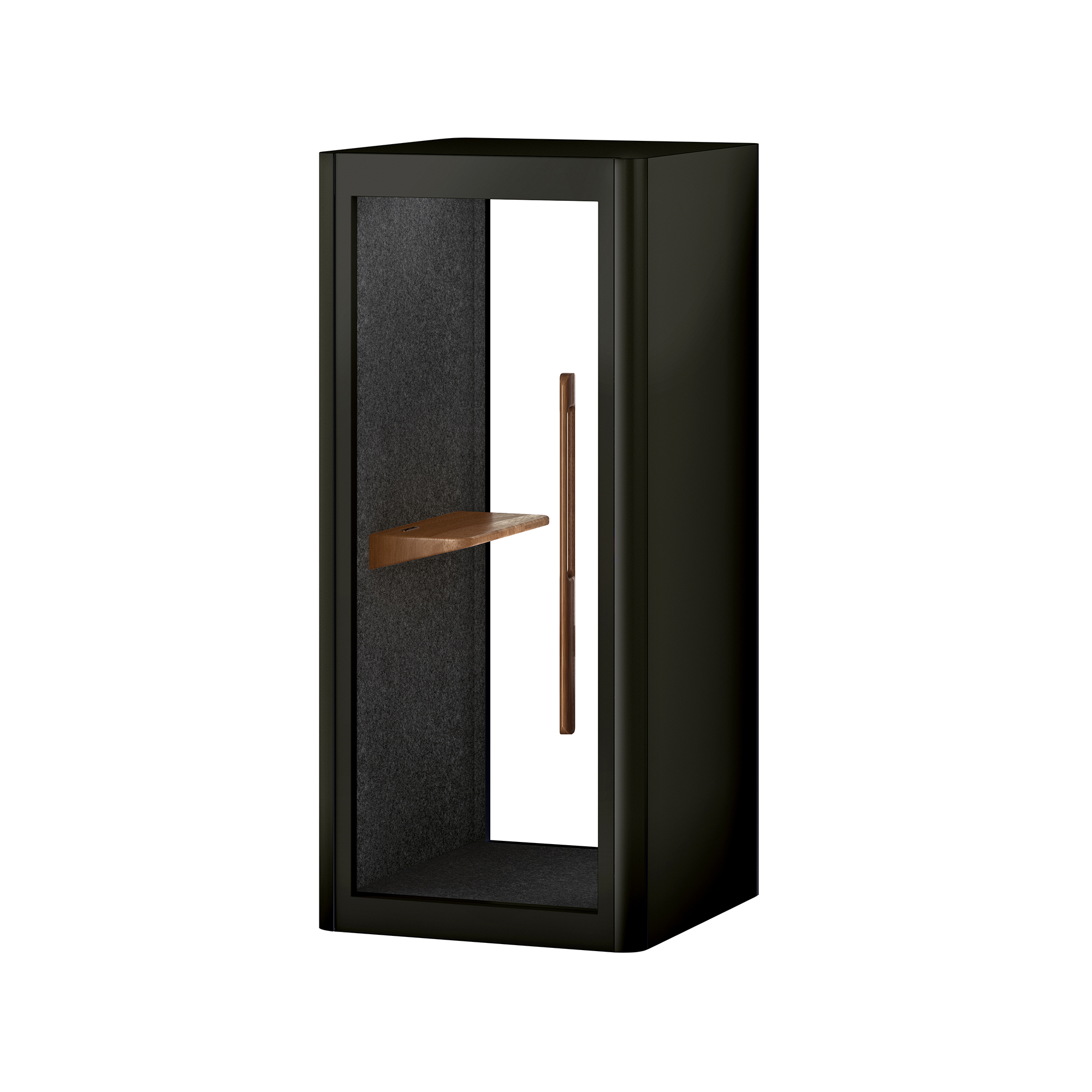 44 - Lumin 1P Phone Booth with 2 Side Glass (HPL) - Jet Black (JBK) and ...