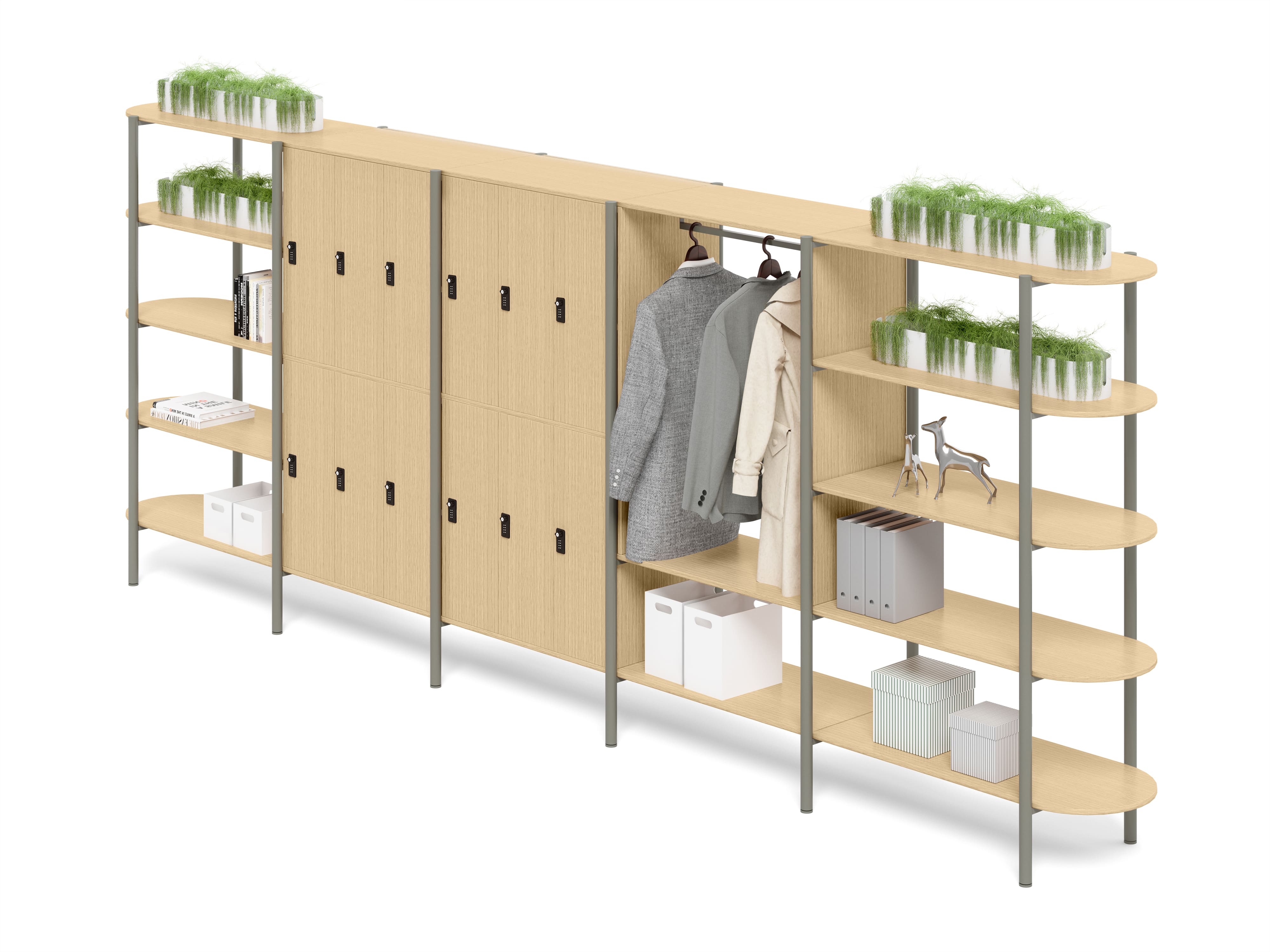 6 - 5 Tiers Open Shelf with Locker, Valet, Planter and Props_MFAS_ST ...